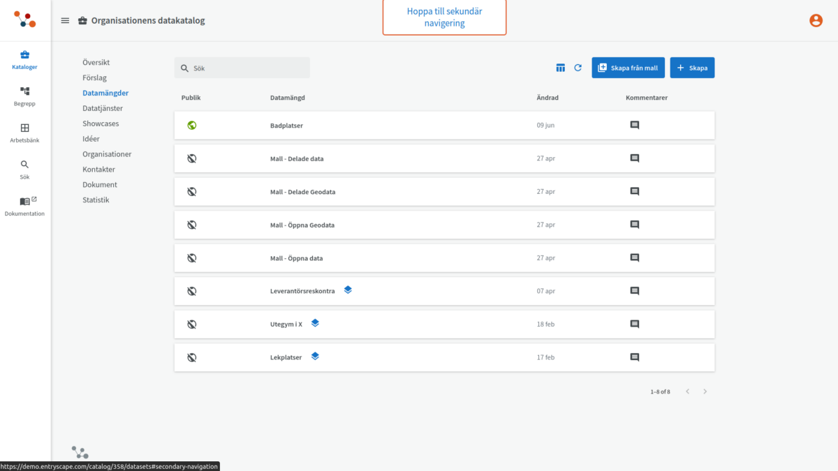 EntryScape 3.5 – introducing project types, disposition views and improved visualizations ...